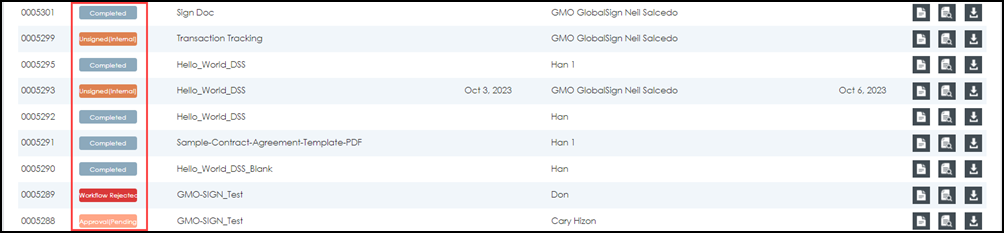 Signature Statuses in GMO Sign Solution – GMO Sign Help Center